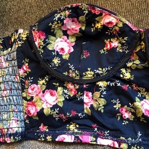 no brand | Tops | Flowered Strapless Bra Top Bluepink Roses | Poshmark